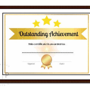 Outstanding Achievement Award Certificate, PRINTABLE, Kids Certificate ...