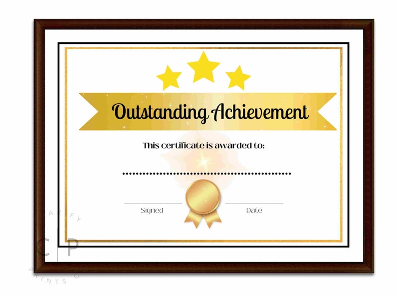 Outstanding Achievement Award Certificate, PRINTABLE, Kids Certificate ...