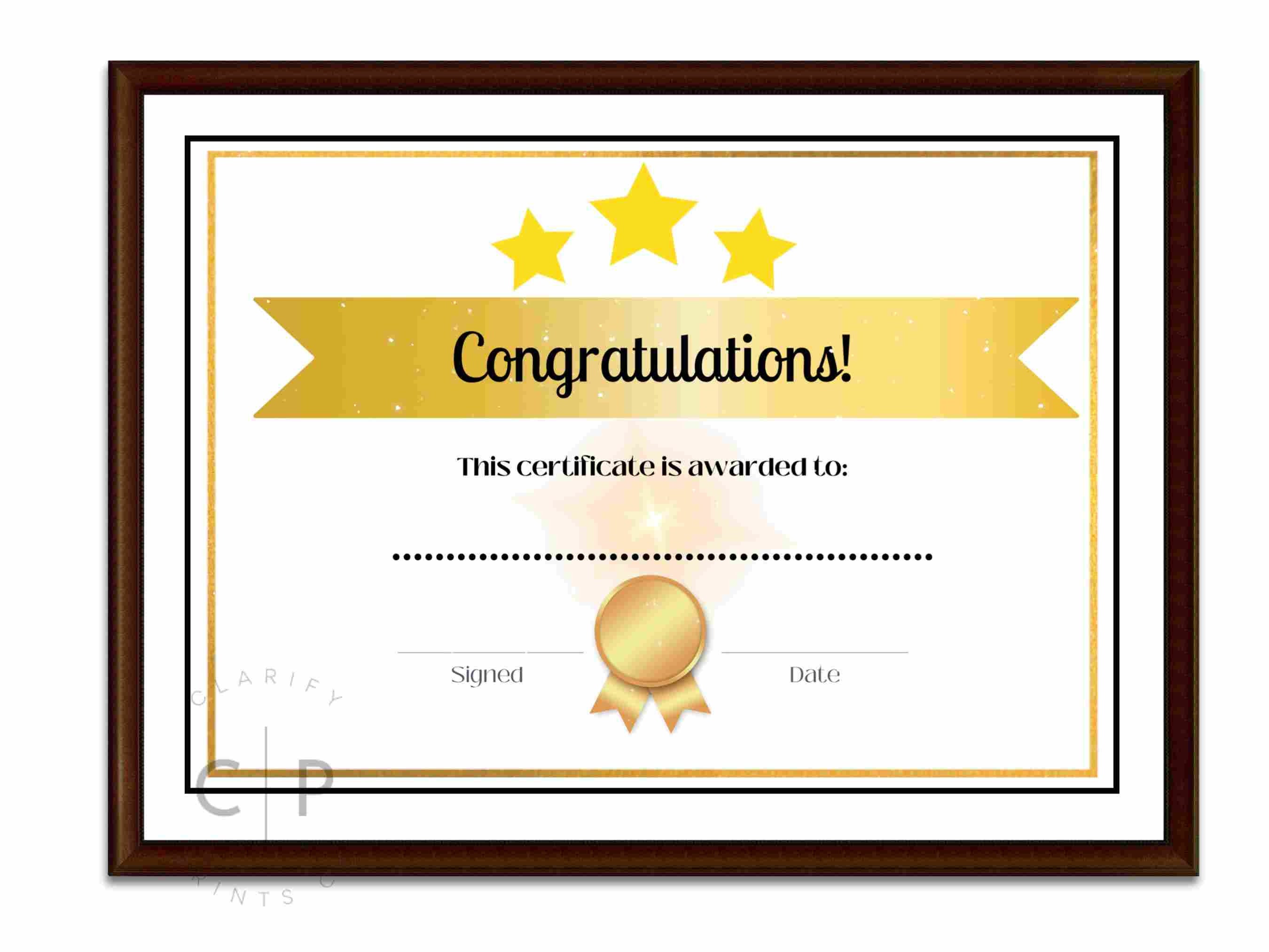 Congratulations Award Certificate, PRINTABLE, Kids Certificate, Goals ...