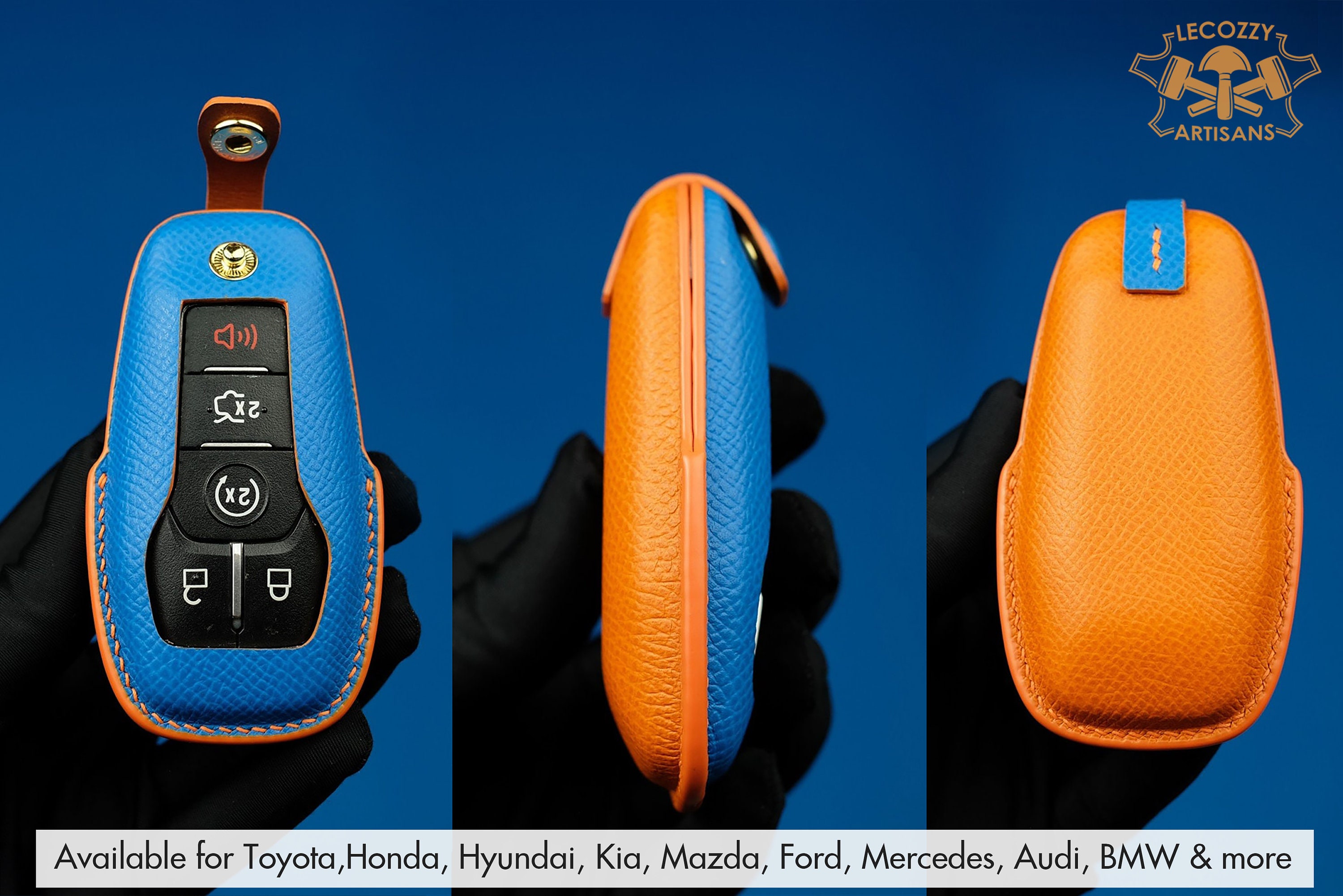 Leather Key Fob Cover, Custom Leather Keychain, Personalized Ford Key ...