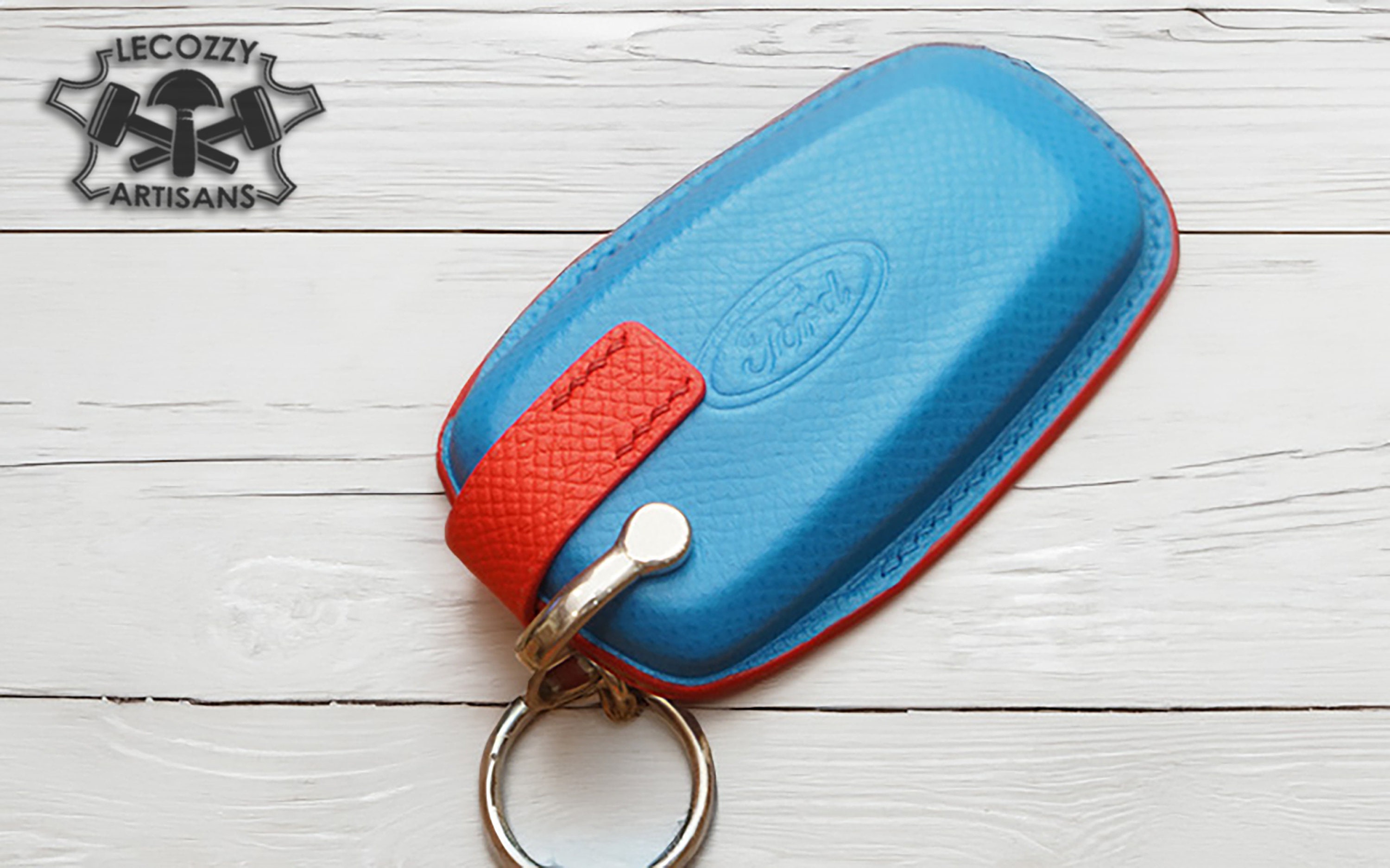 Ford Leather Key Fob Cover, Custom Leather Keychain, Personalized Ford ...