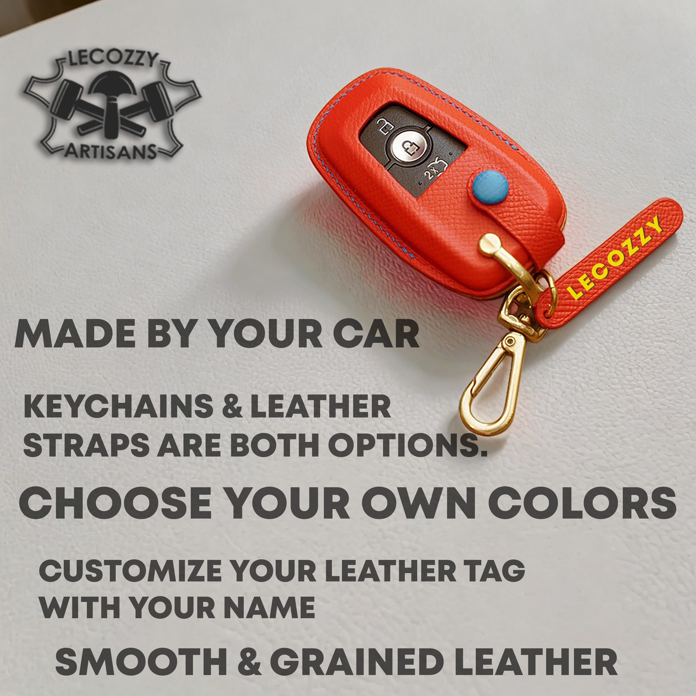 Ford Leather Key Fob Cover, Custom Leather Keychain, Personalized Ford ...