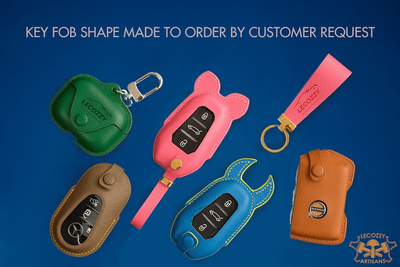 Leather Key Fob Cover, Custom Leather Keychain, Personalized Ford Key ...