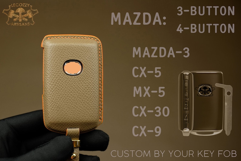 Mazda Leather Key Fob Cover, Custom Leather Key Cover, Personalized ...