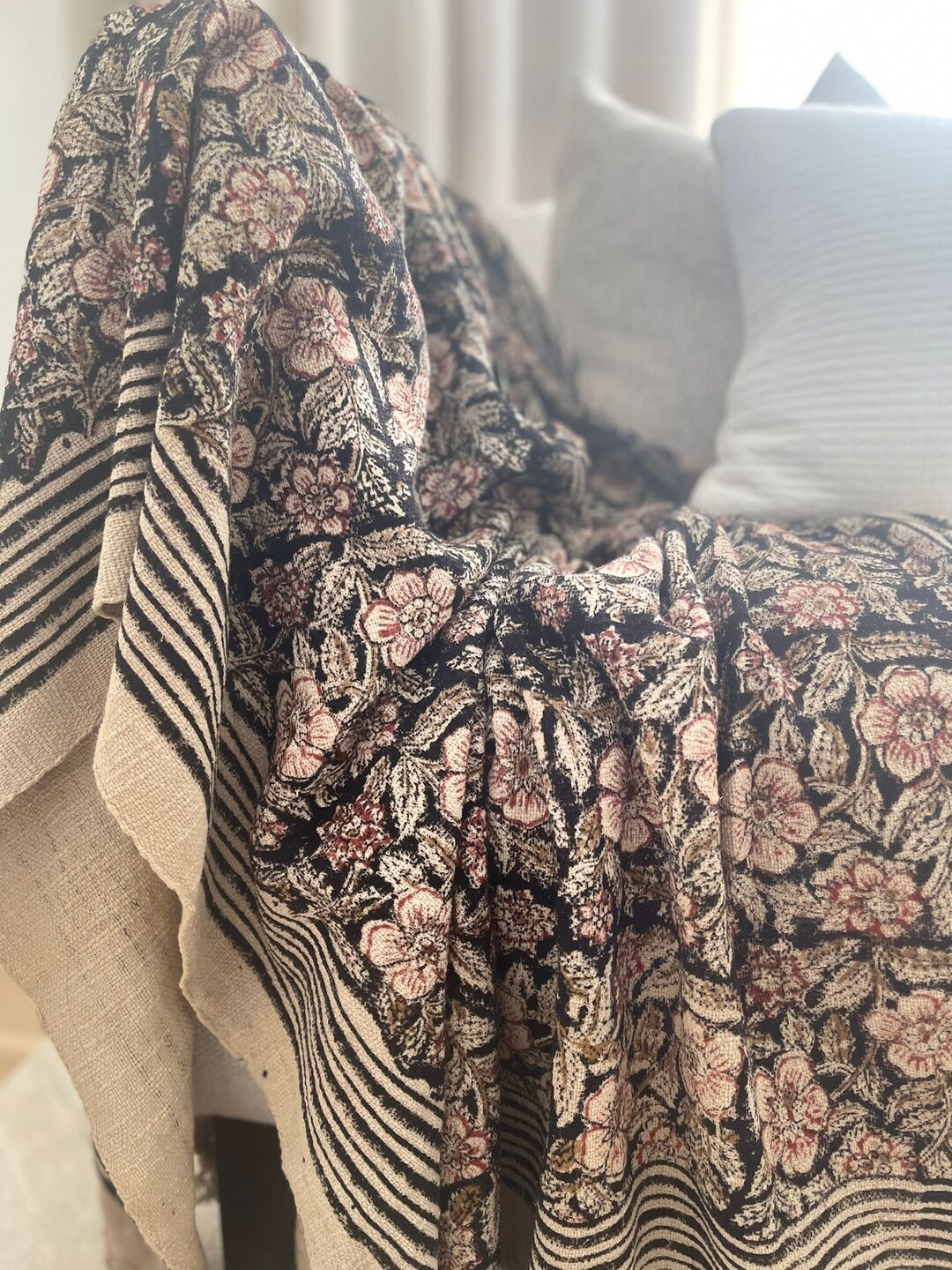 Handmade Throw Handblock Print Throw Cotton Throw Blanket Sofa Décor ...