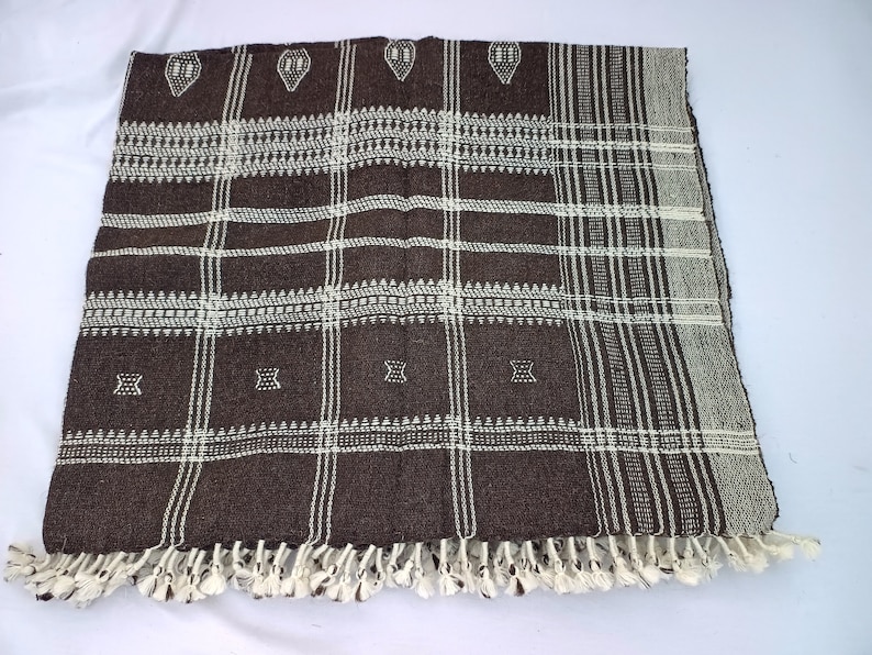 Dark Brown Indian Handmade Wool Throw Blanket | Bhujodi Blanket | Wool ...