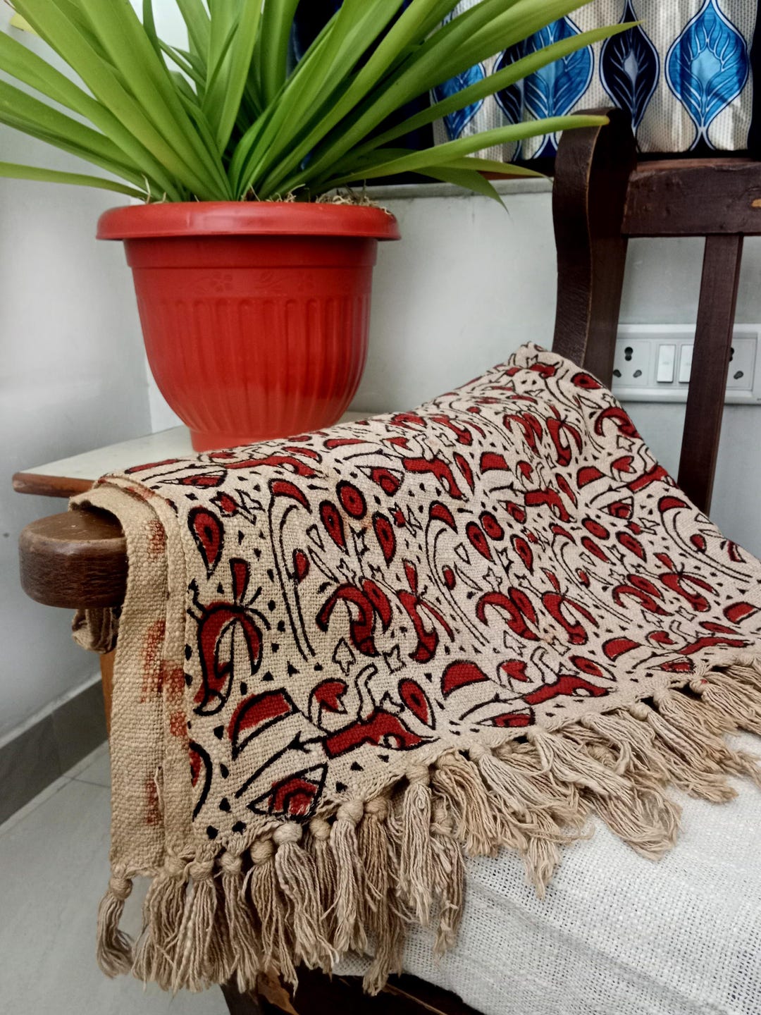 Hand Block Print Cotton Throw Blanket: Tasseled Sofa Decor - Etsy Canada