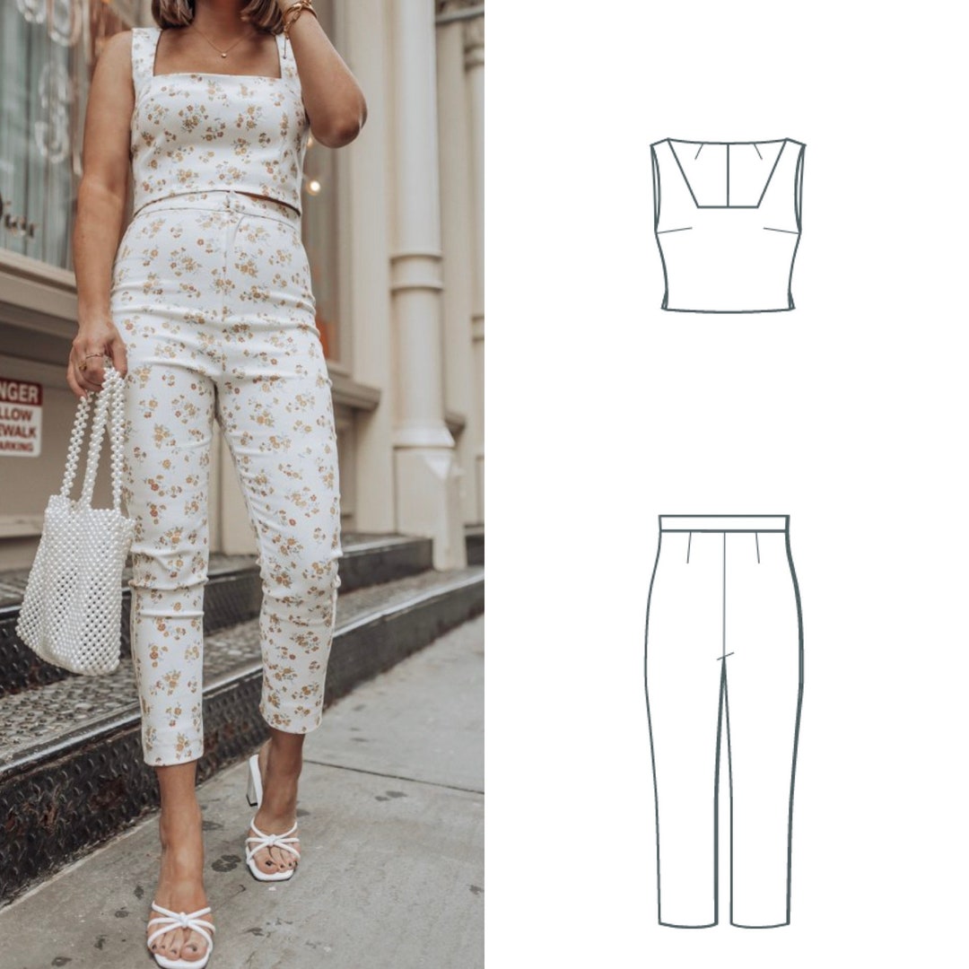 Sewing Pattern Capri Pants & Cropped Top Set Digital Pattern - Etsy