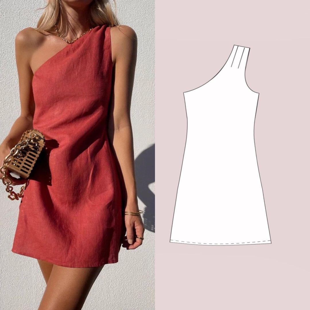 One Shoulder Mini Dress Pattern Video Tutorial Asymmetrical Dress ...