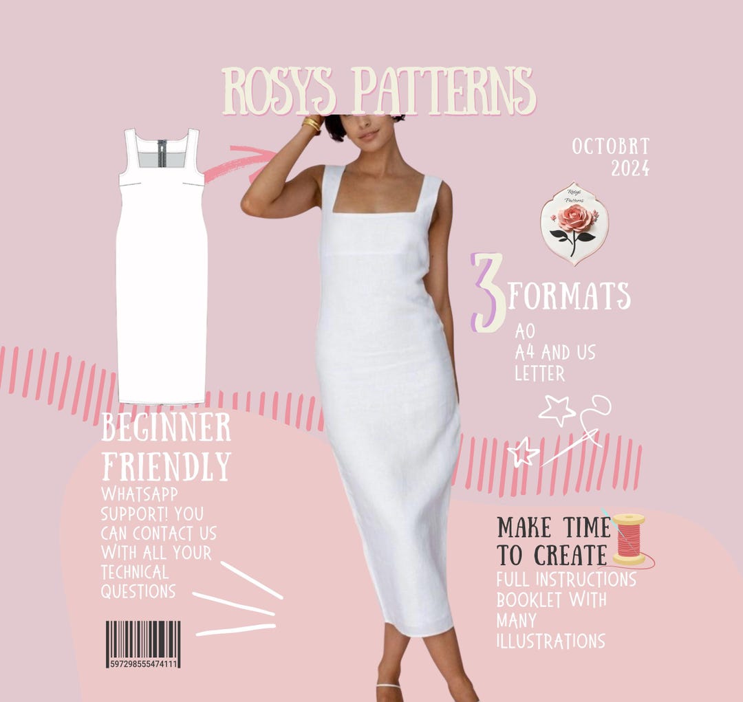 Linen Summer Dress Pattern A-line Maxi Dress Square Neckline Sleeveless ...