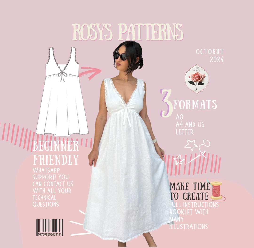 Sleeveless Linen Dress Pattern Babydoll Maxi Dress A Line Dress Pattern ...