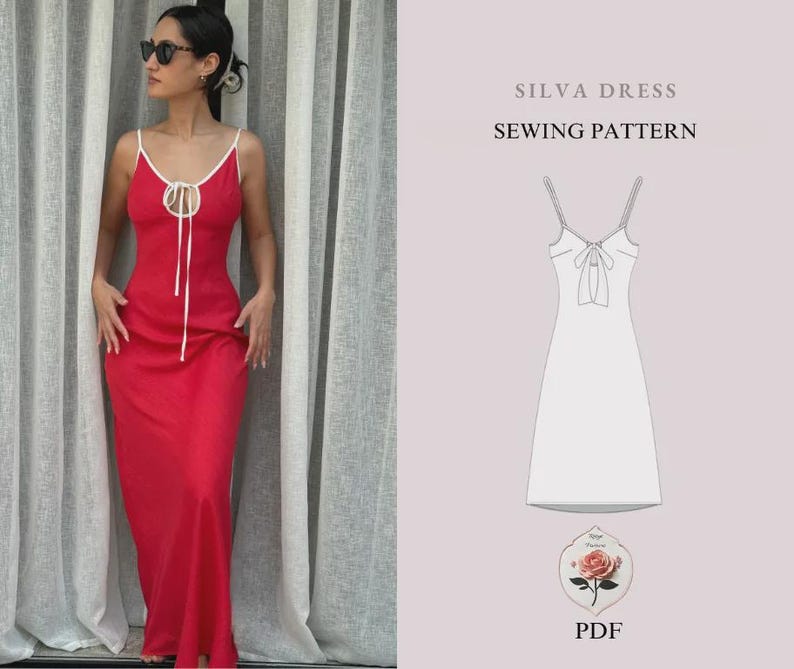 Tie Front Maxi Dress Pattern | PDF Sewing Pattern | Cute Summer Dress ...