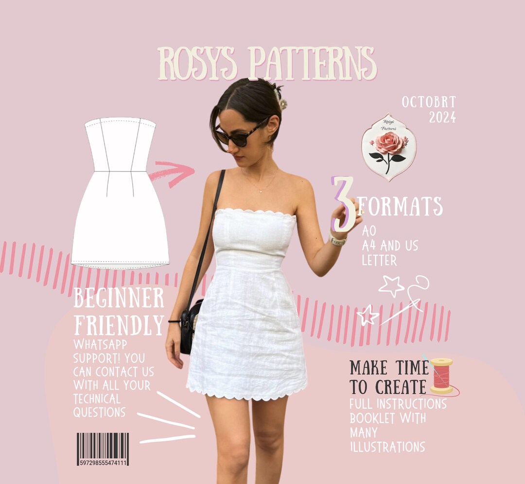 Strapless Dress Pattern Scalloped Dress A Line Dress Pattern Capsule Wardrobe Pattern Coquette ...