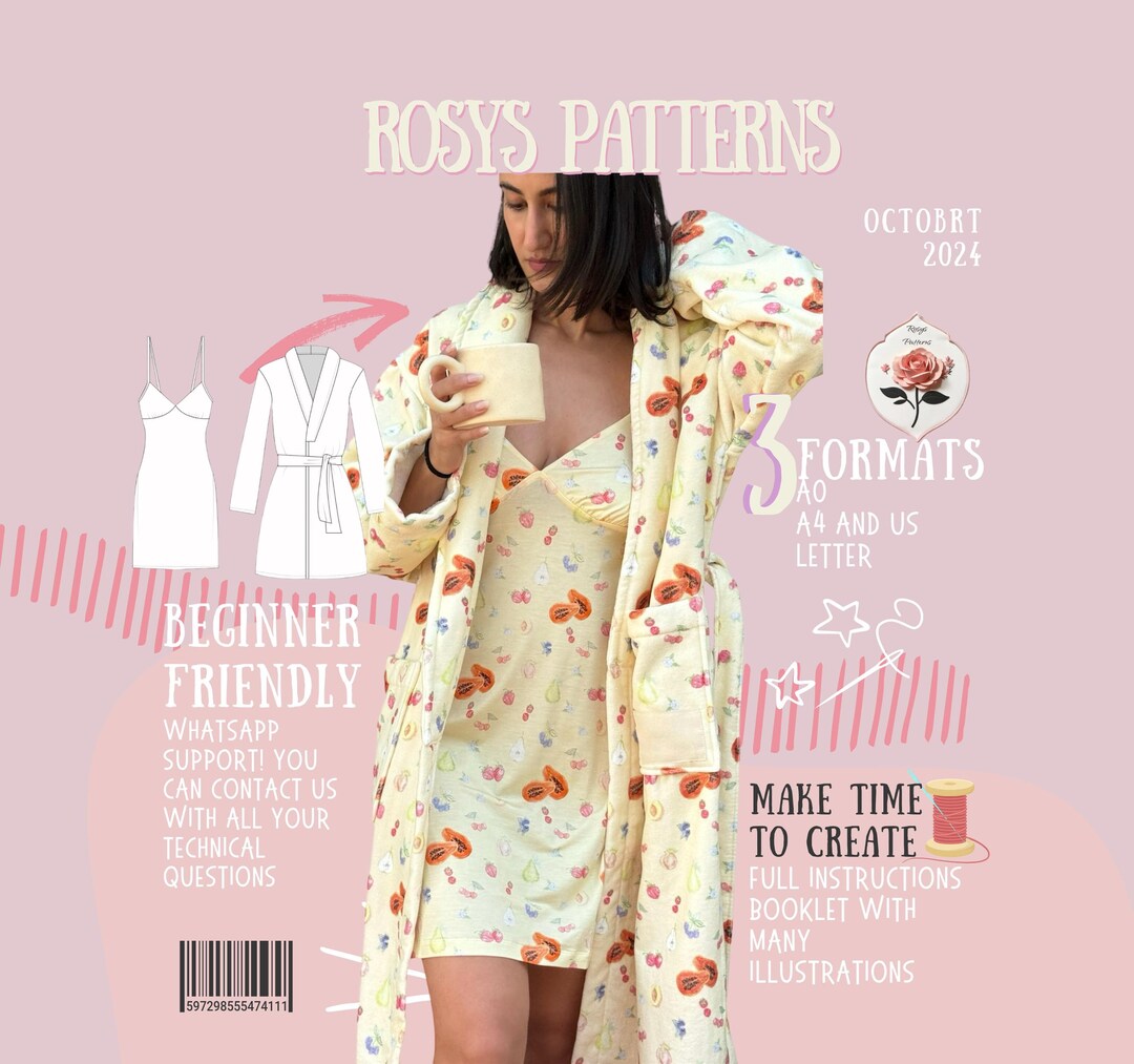 Bathrobe Slip Dress Pattern Womens Sleepwear Pattern PDF Sewing Pattern ...