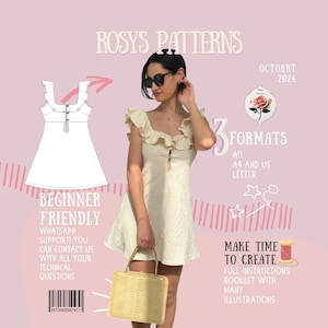 Ruffle off Shoulder Mini Dress Pattern | Cotton Summer Dress Pattern | Easy Sewing Pattern ...