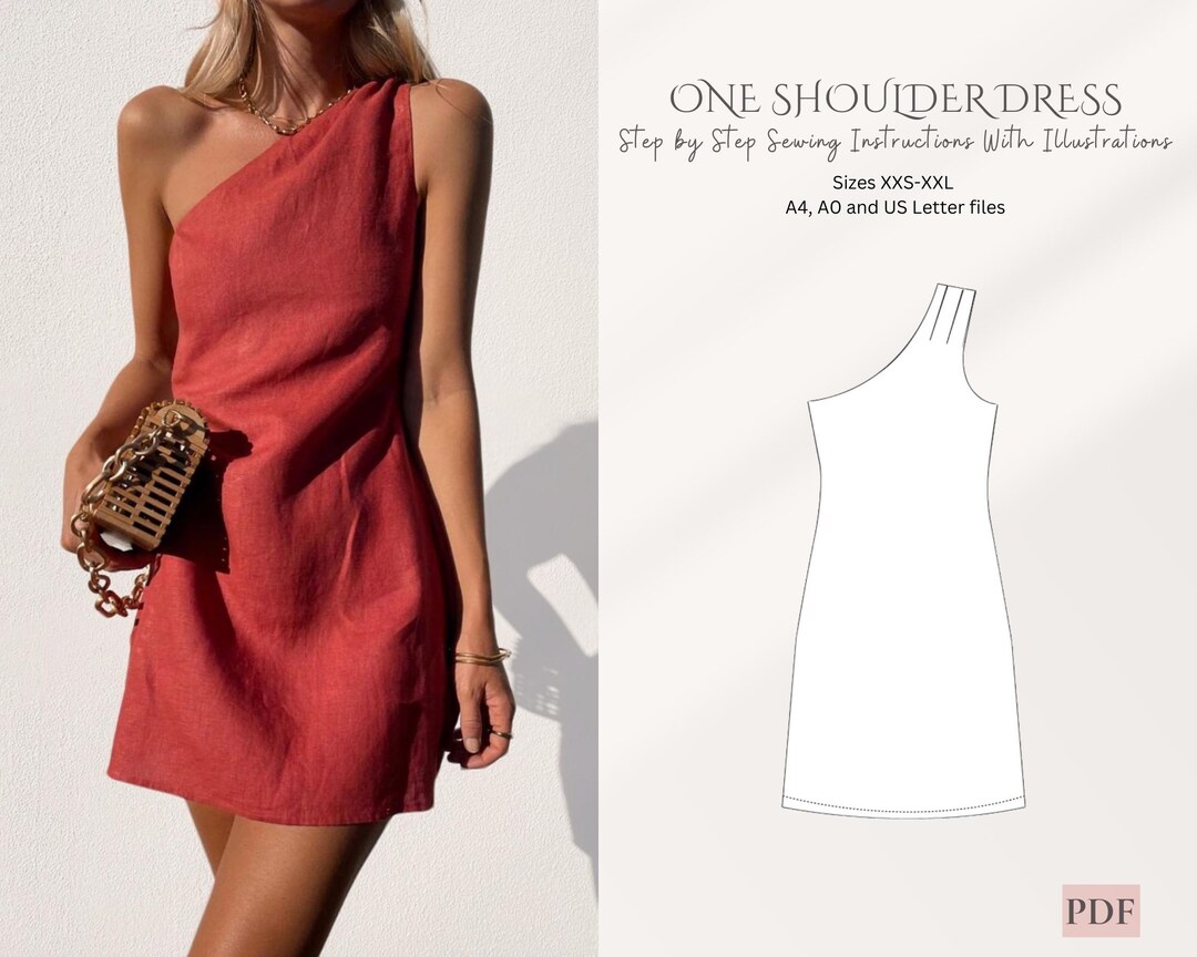 One Shoulder Mini Dress Pattern Video Tutorial Asymmetrical Dress ...