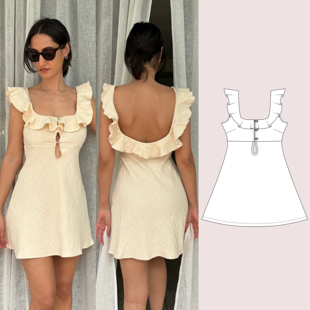 Ruffle off Shoulder Mini Dress Pattern Cotton Summer Dress Pattern Easy ...