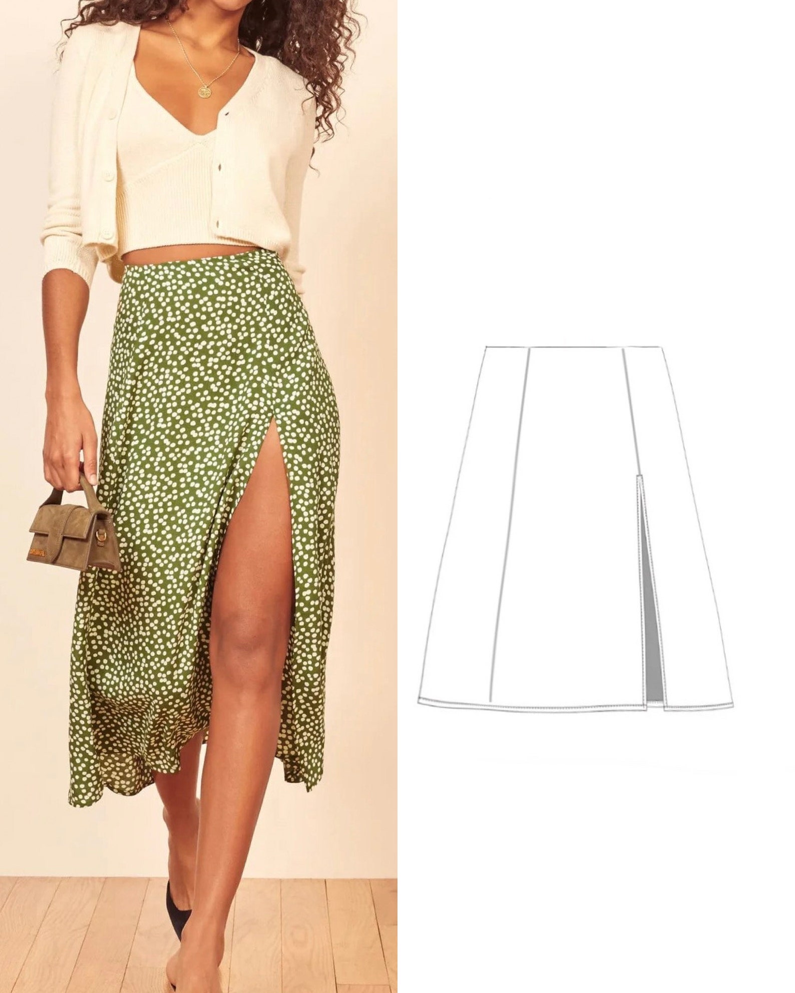 Slit Skirt Sewing Pattern 90s Skirt Pattern Vintage Midi Skirt Easy ...