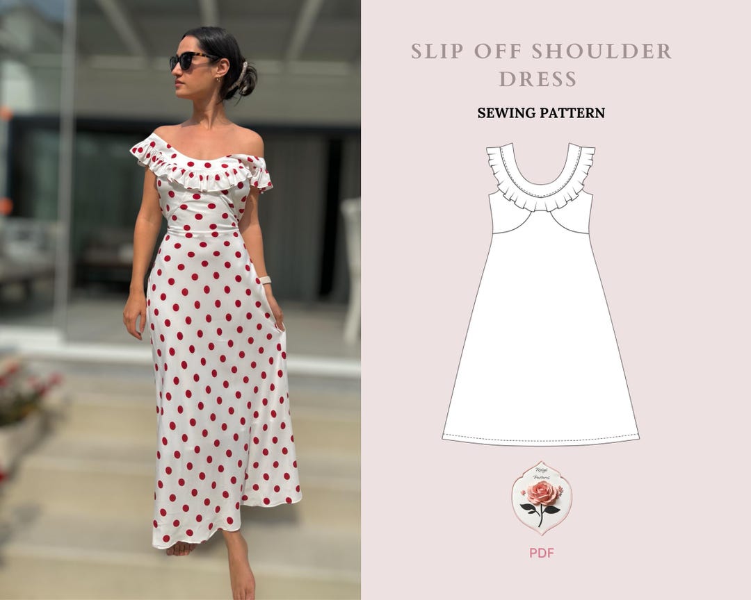 Slip off Shoulder Bias Dress Pattern | A Line Maxi Dress | Easy Sewing ...