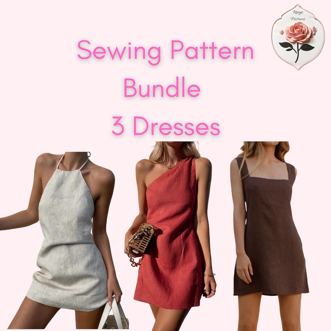 Summer Dress Pattern Bundle | 3 Easy Patterns | Halter Mini Dress ...