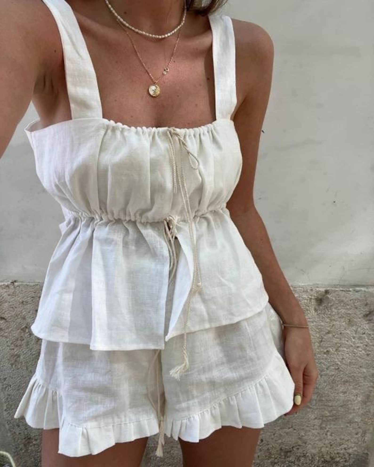 Sewing Pattern for Womens Top + Shorts | PDF Sewing Pattern | Linen ...