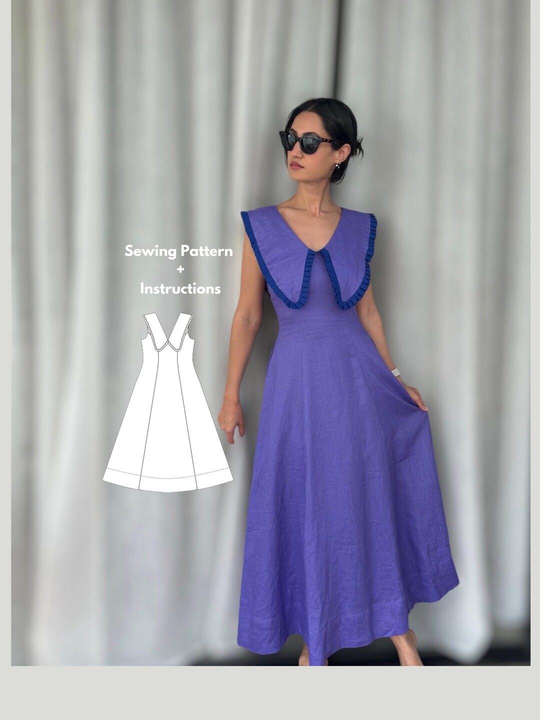 Midi Dress Sewing Pattern | Peter Pan Collar Dress | Mod Dress Pattern ...