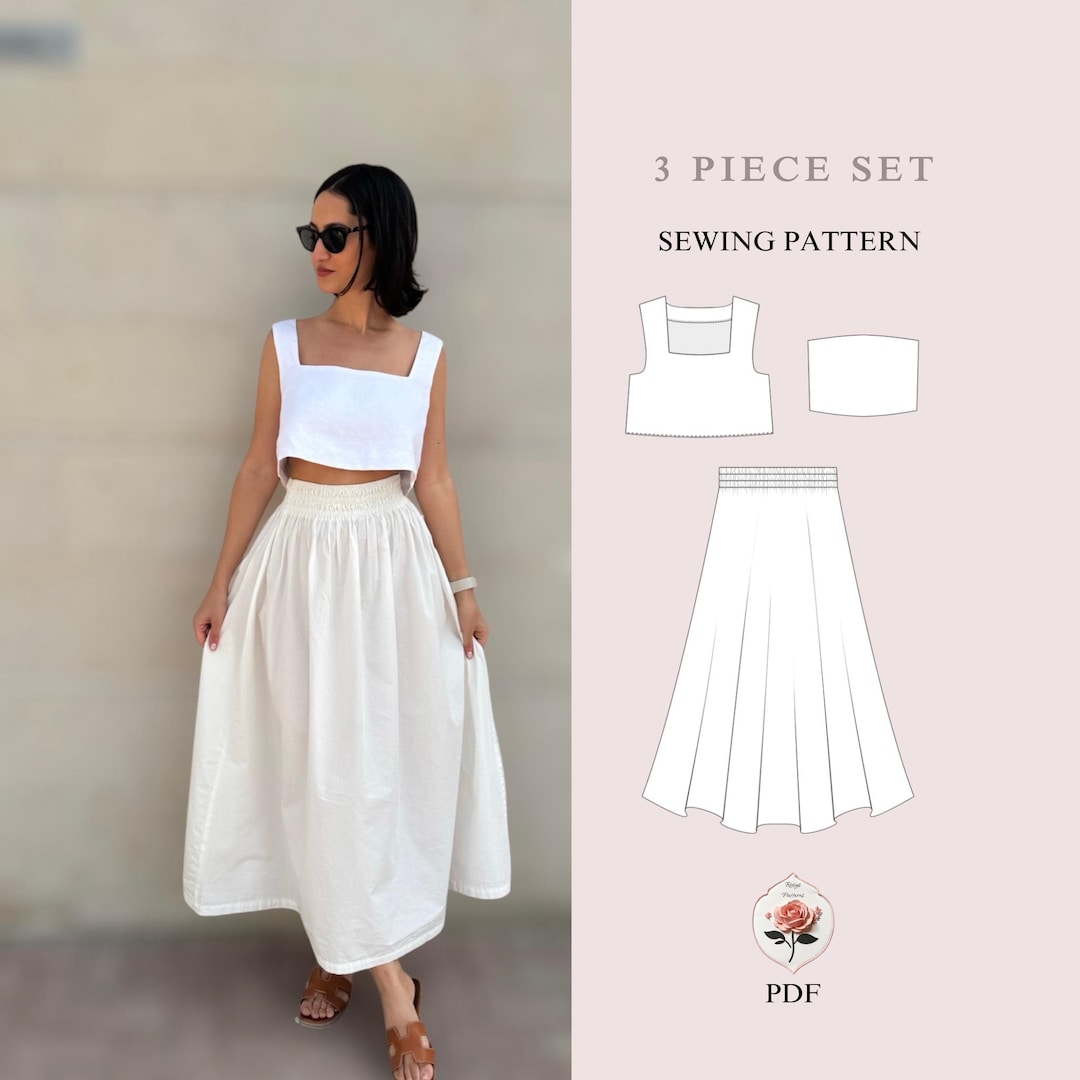Womens PDF Sewing Pattern | Skirt Pattern | Tube Top Pattern | Womens ...