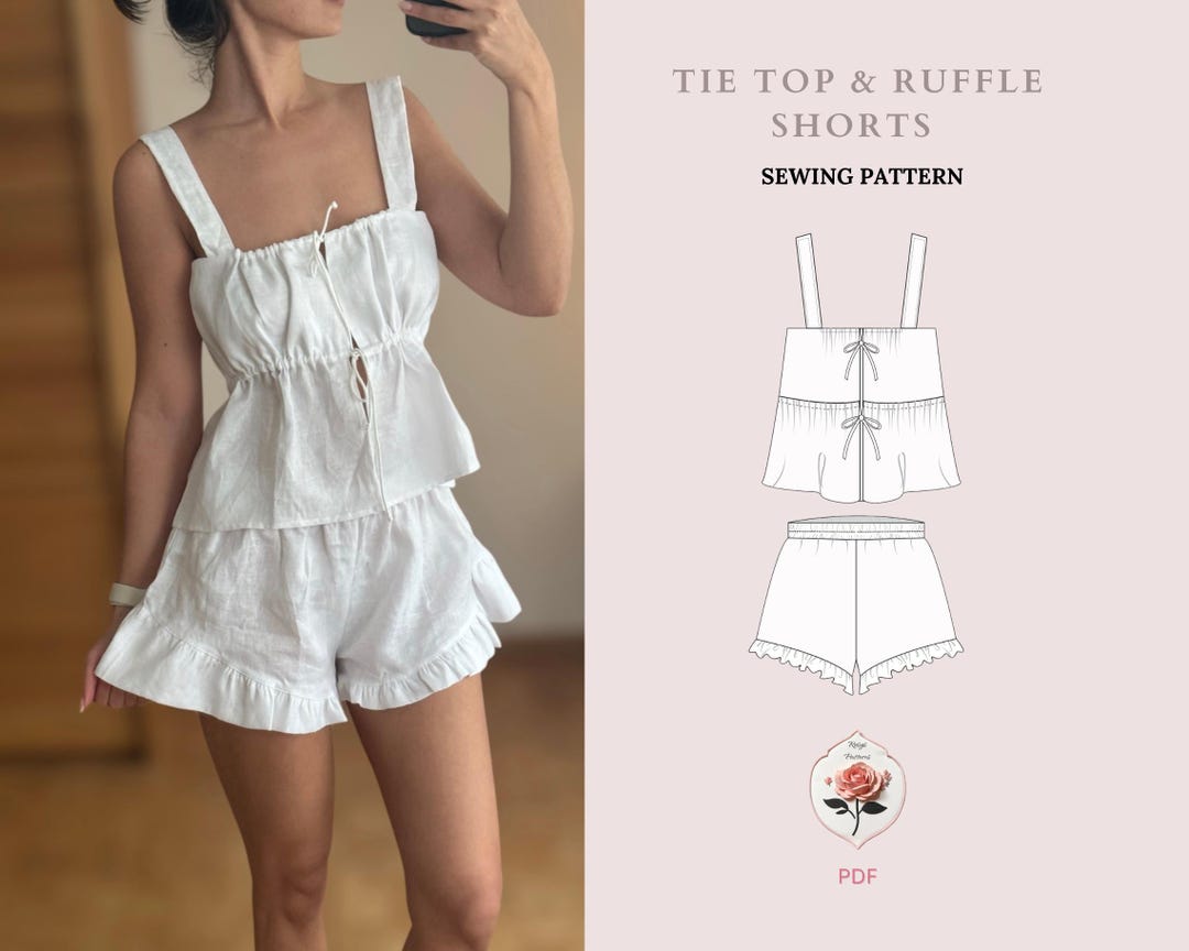 Sewing Pattern for Womens Top + Shorts | PDF Sewing Pattern | Linen ...