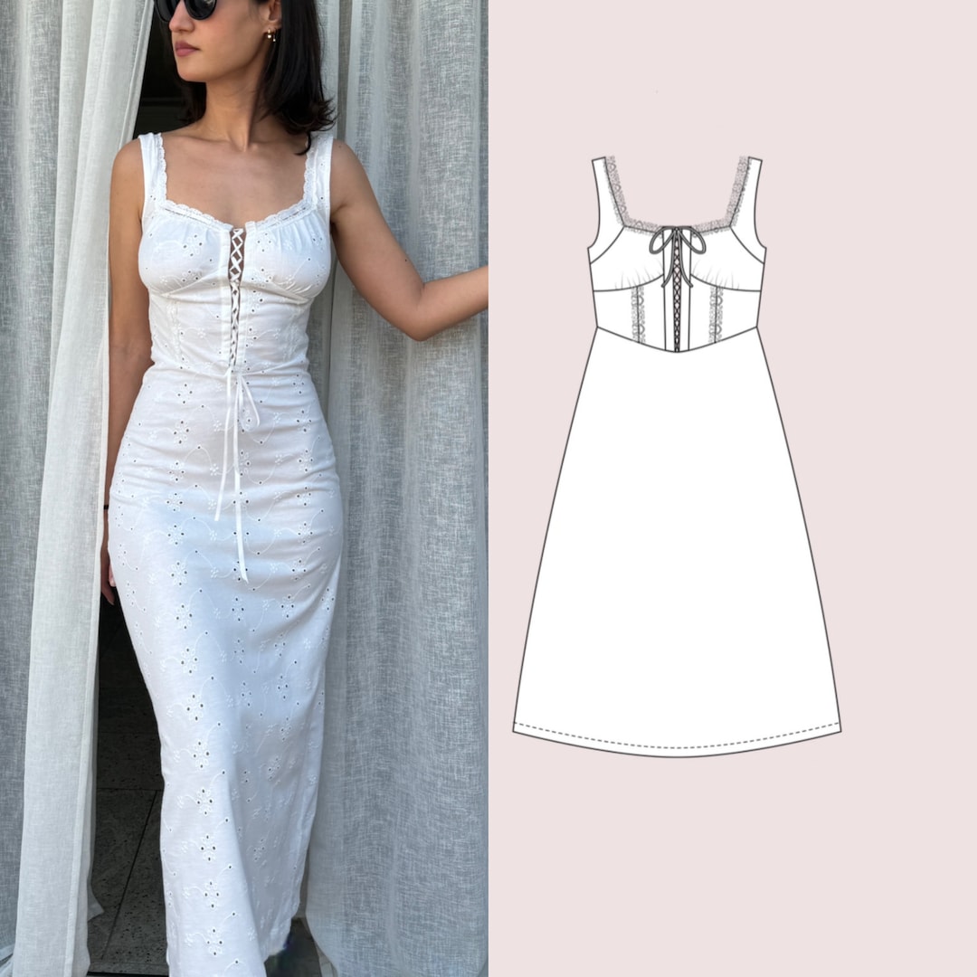 Milkmaid Dress Pattern Cottagecore Dress Pattern Corset Front Dress ...