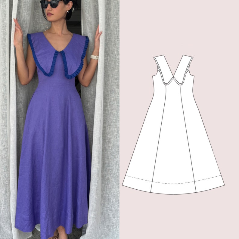 Eva Dress | Midi Dress Sewing Pattern | Peter Pan Collar Dress ...