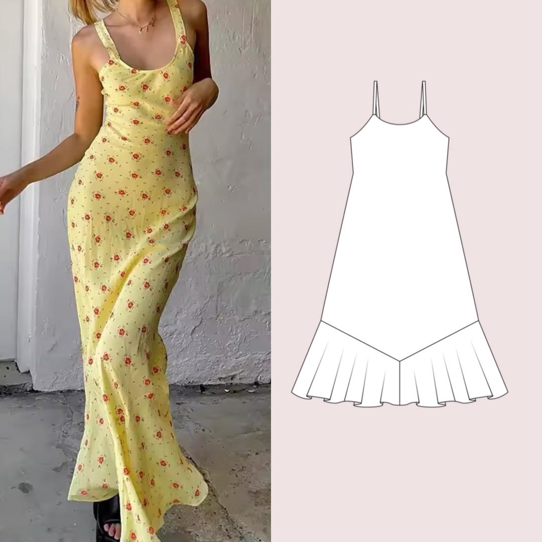 Strap Maxi Dress Pattern Slip Dress Pattern PDF Sewing Pattern Sun ...