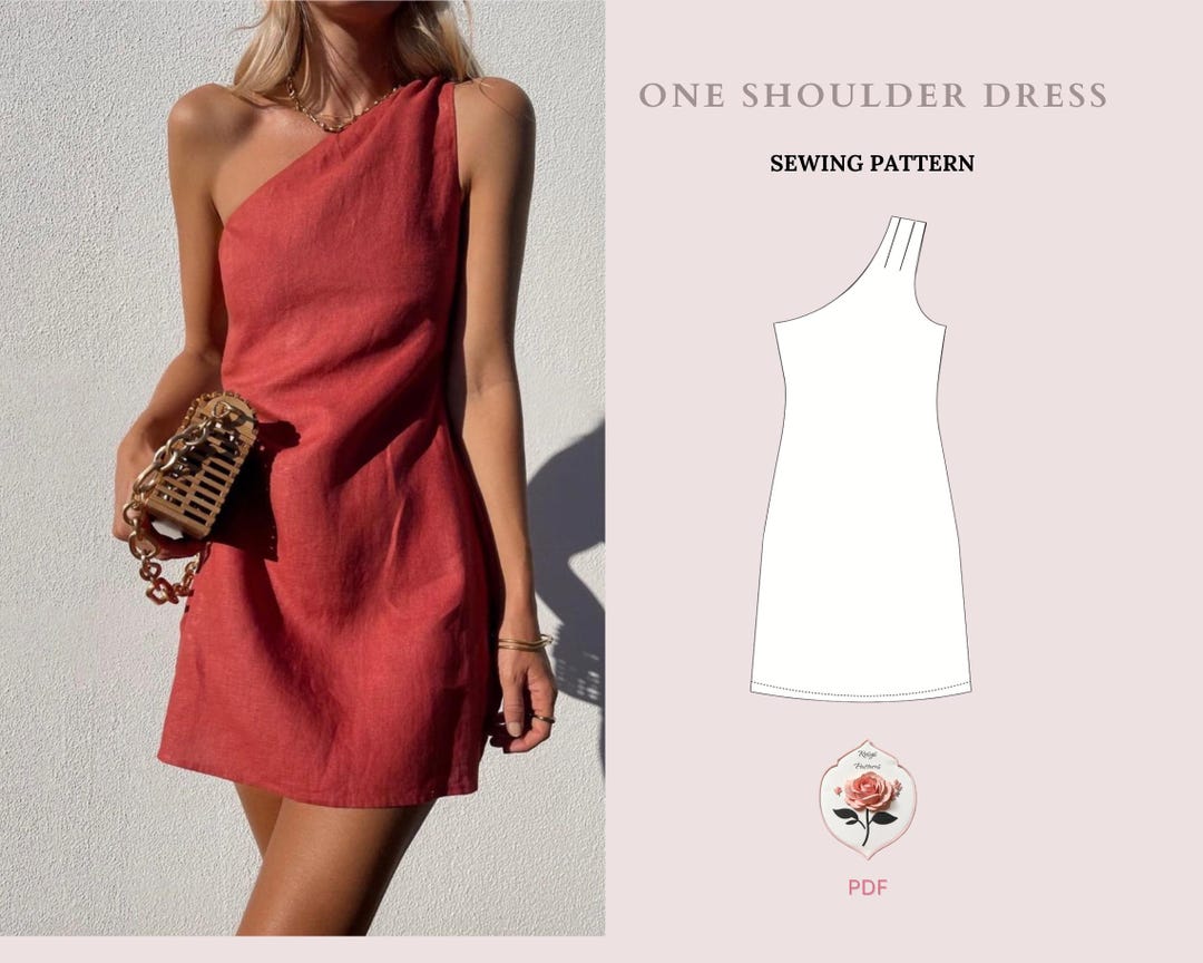 One Shoulder Mini Dress Pattern + Video Tutorial | Asymmetrical Dress ...