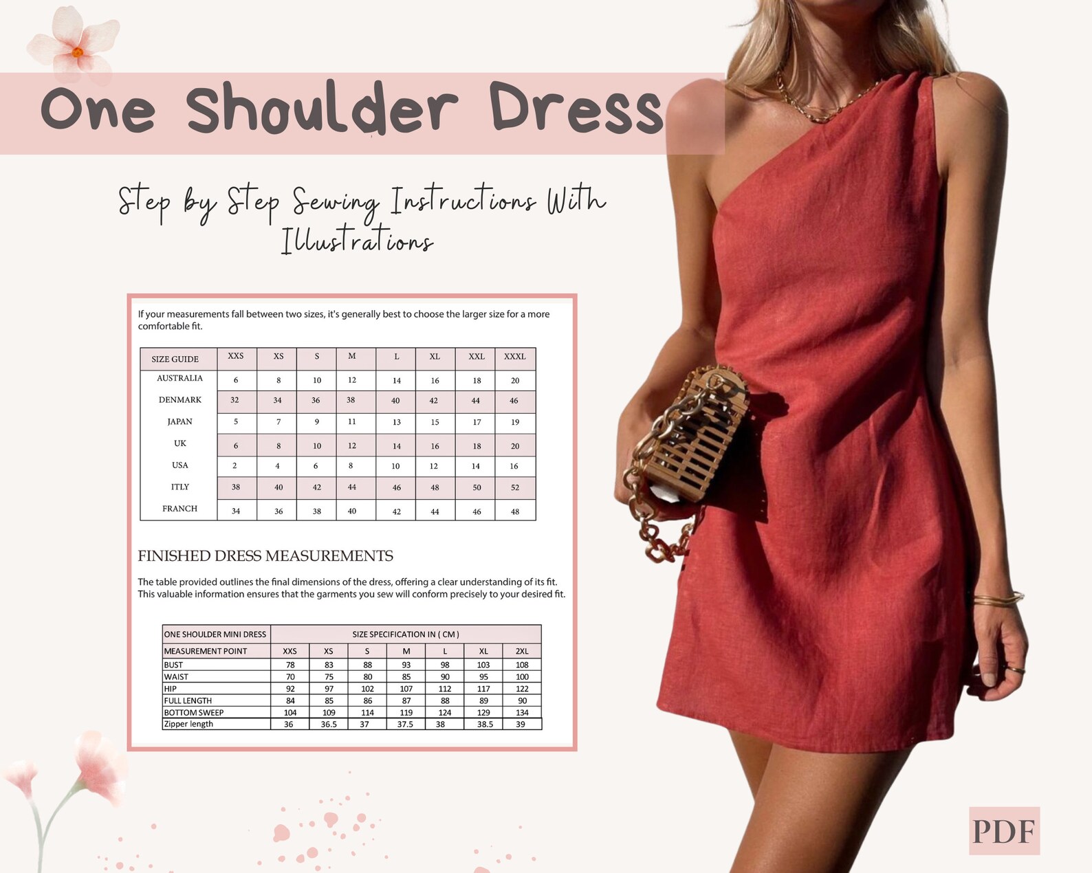One Shoulder Mini Dress Pattern Video Tutorial Asymmetrical Dress ...