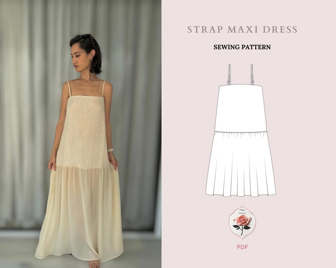 Spaghetti Strap Maxi Dress Pattern | A Line Dress Tutorial | Sleeveless ...