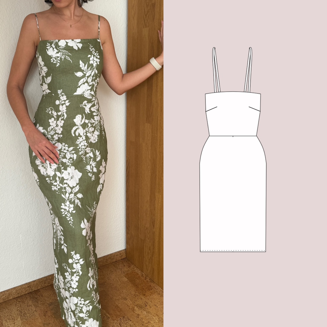 Spaghetti Strap Maxi Dress Pattern A-line Dress Tutorial Sleeveless ...