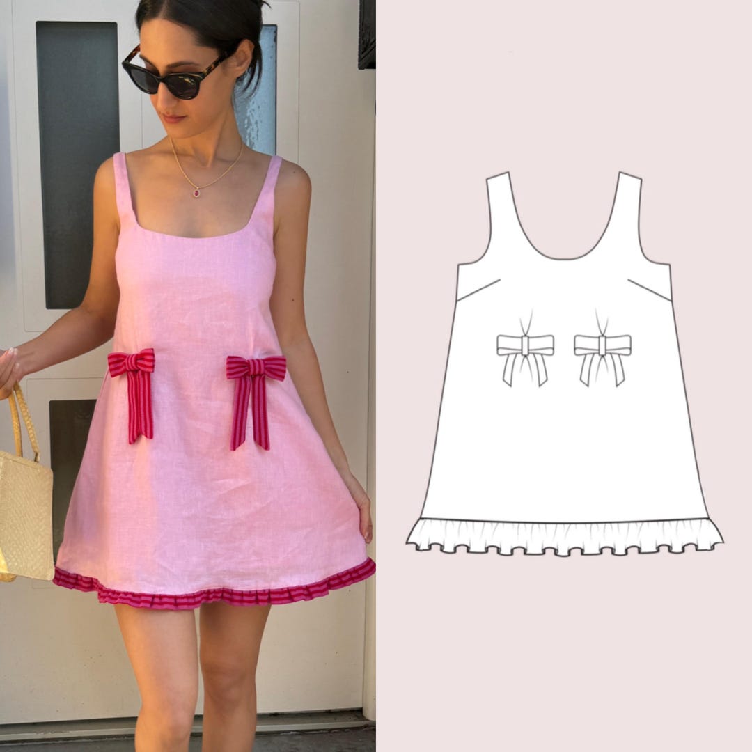 Coquette Bow Dress Sewing Pattern Babydoll Dress Pattern Preppy Summer ...