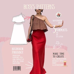 One Shoulder Crop Top and Maxi Skirt Pattern | Easy Sewing Template ...