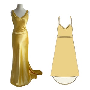 Yellow Rom Com Dress Pattern Satin Evening Gown Pattern How to Lose a ...