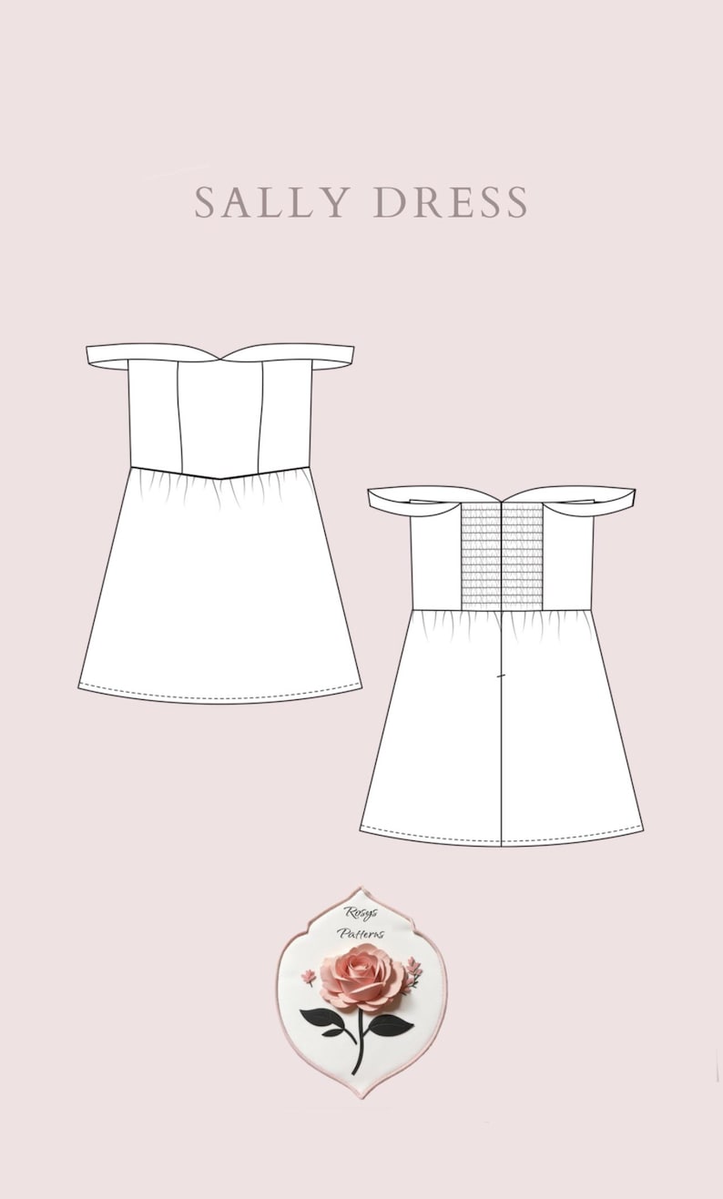 Basque Waist Tinker Bell Mini off Shoulder Dress Sewing Pattern PDF ...