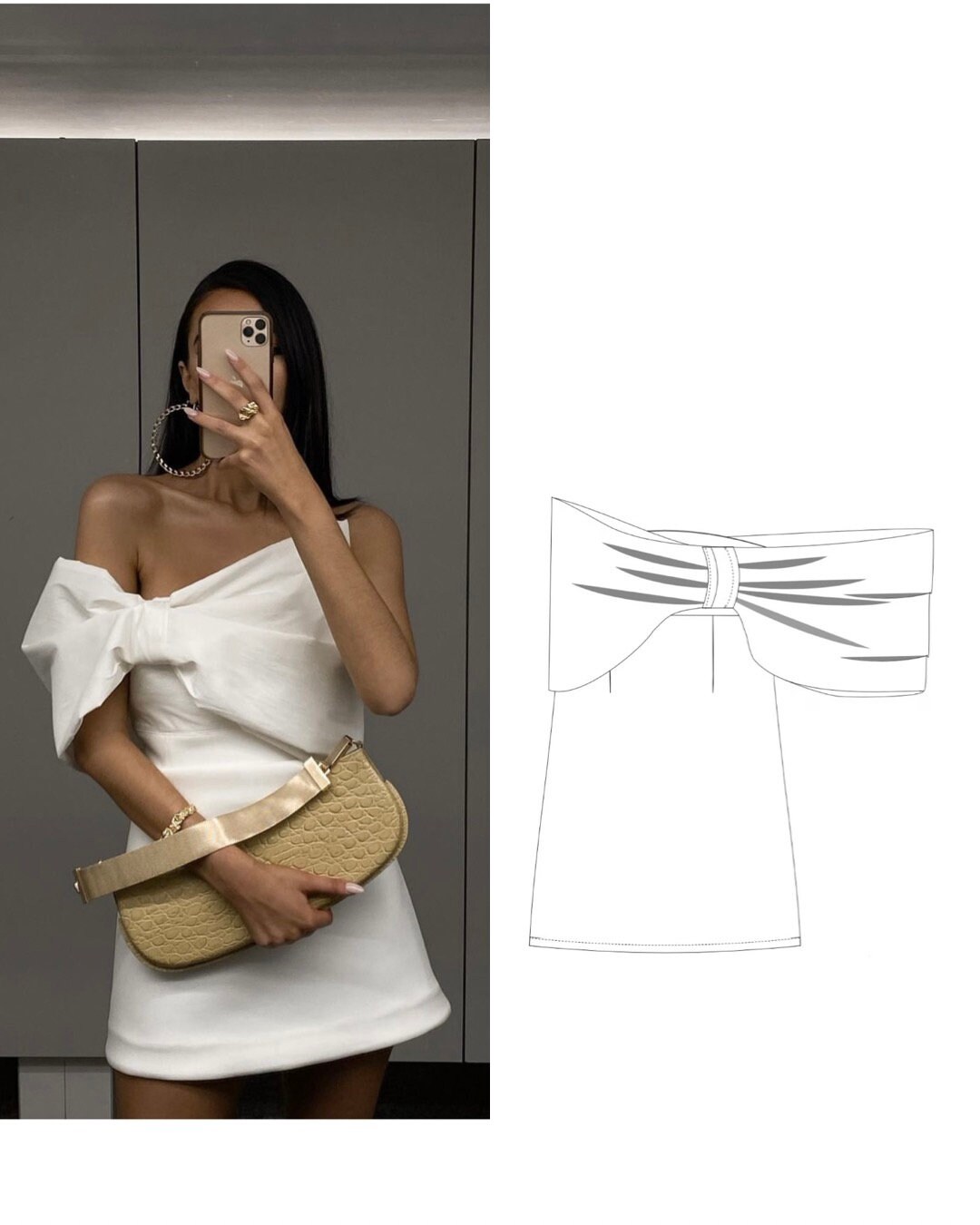 Off Shoulder Bow Dress A Line Mini Bow Dress PDF Sewing Pattern ...