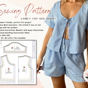 Pattern PDF Video Tutorial Sewing Set Shorts and Top Digital Pattern ...