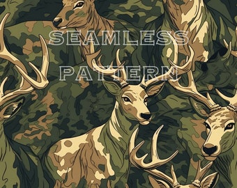 Camo Wolf Seamless Pattern - Digital Download - Rustic Hunting Design ...