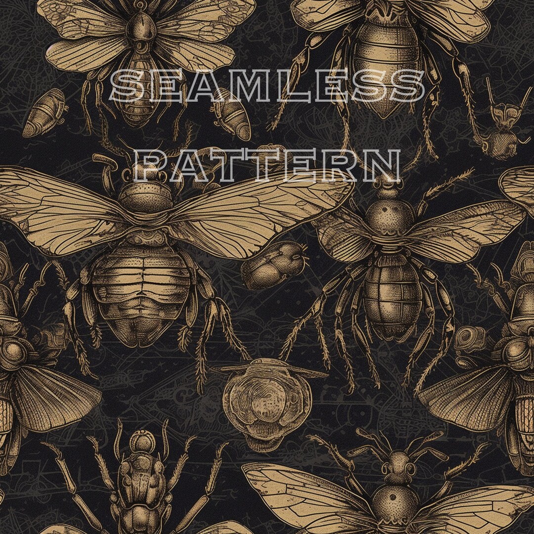 Insect Seamless Pattern - Digital Download - Gothic Insect Design ...