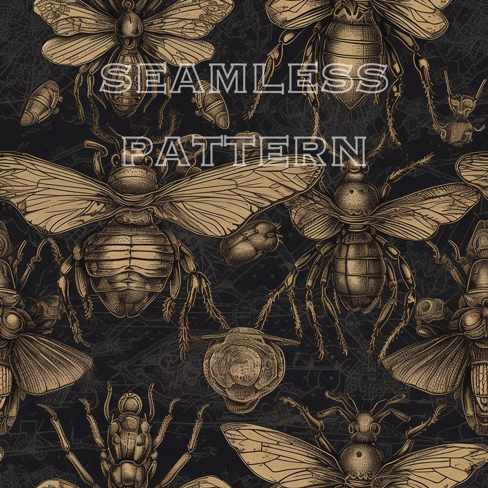 Insect Seamless Pattern - Digital Download - Gothic Insect Design ...