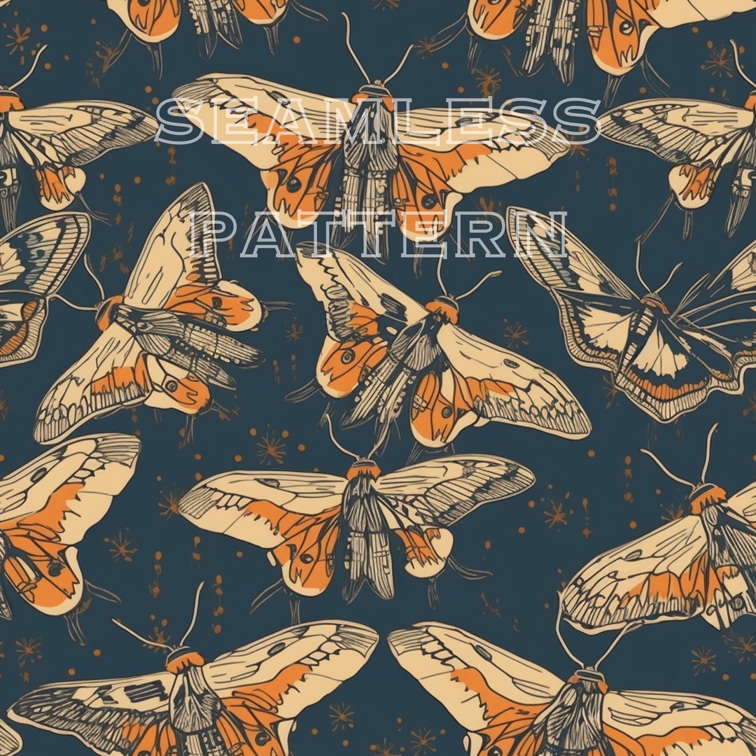 Moth Seamless Pattern - Digital Download - Gothic Insect Design ...