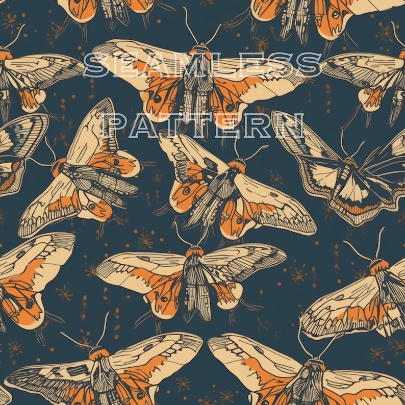 Moth Seamless Pattern - Digital Download - Gothic Insect Design ...
