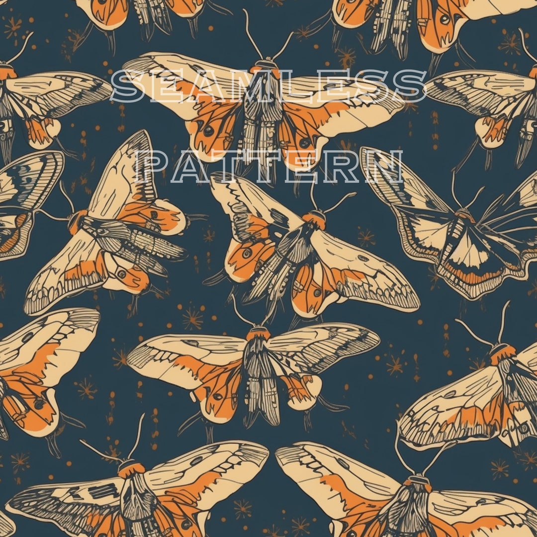 Moth Seamless Pattern Digital Download Gothic Insect - Etsy