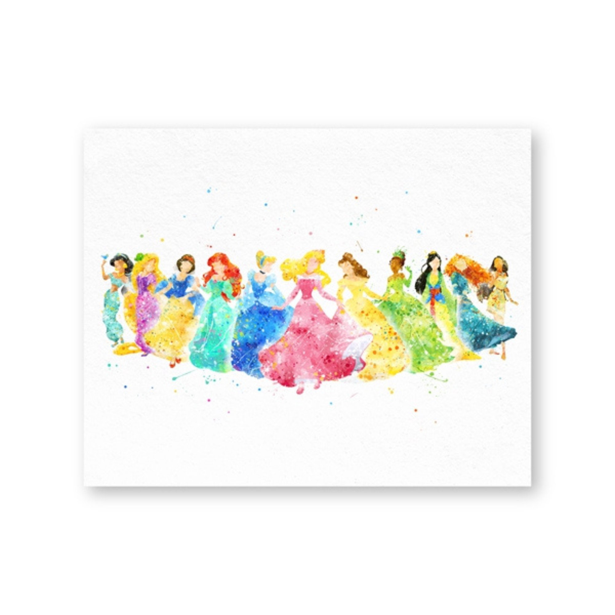Watercolor Princess Poster Nursery Wall Art Print All Disney Princess ...