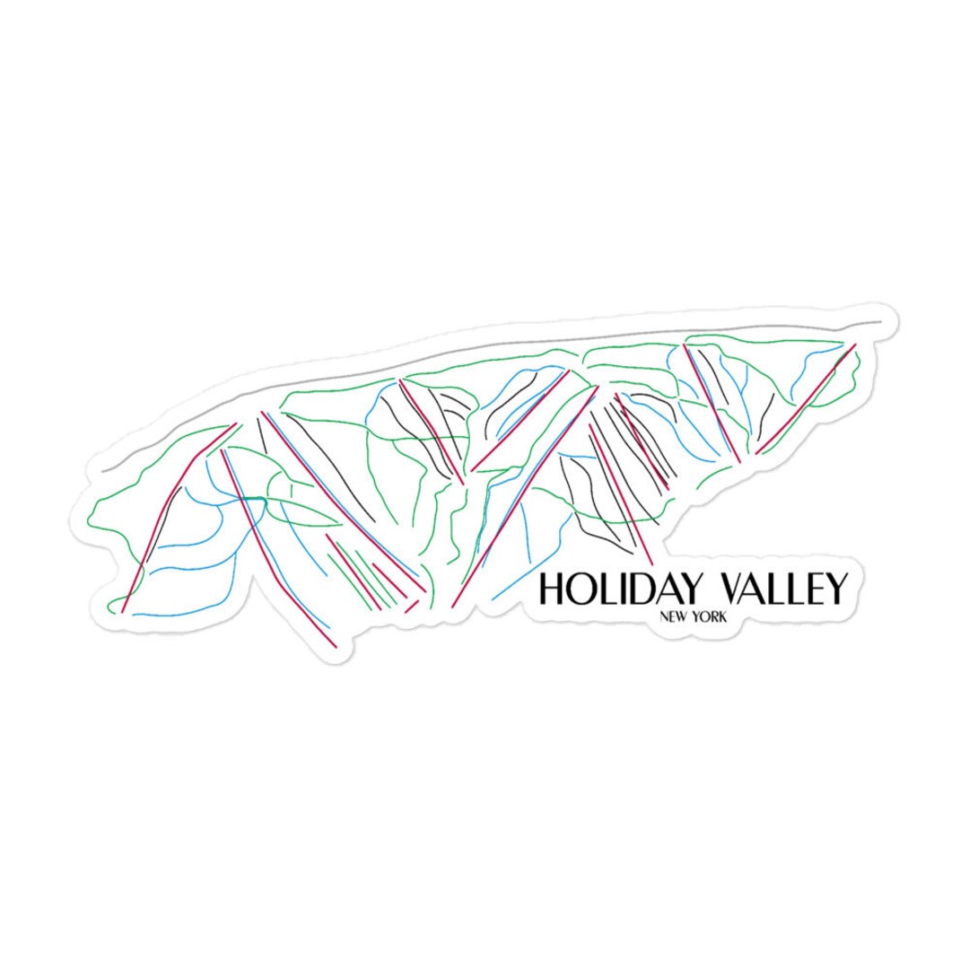 Holiday Valley Resort Ski Trail Minimalist Map Print Sticker. Kiss Cut ...