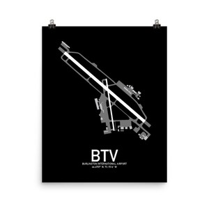 BTV Burlington International Airport Diagram Minimalist Map - Etsy